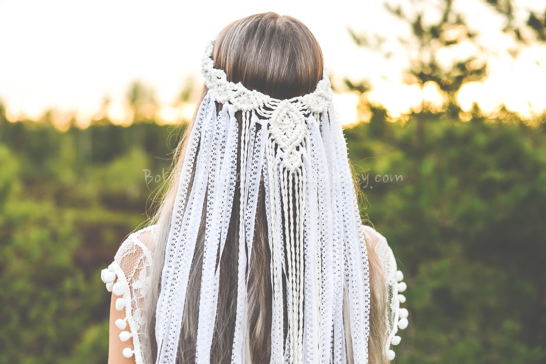 Macrame Veil, Macrame Wedding Veil, Boho Veil, Macrame Hairpiece ...