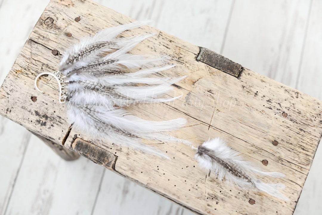 Feather Ear Cuff, Feather Ear Wrap, Ear Cuff With Feathers, Long ...