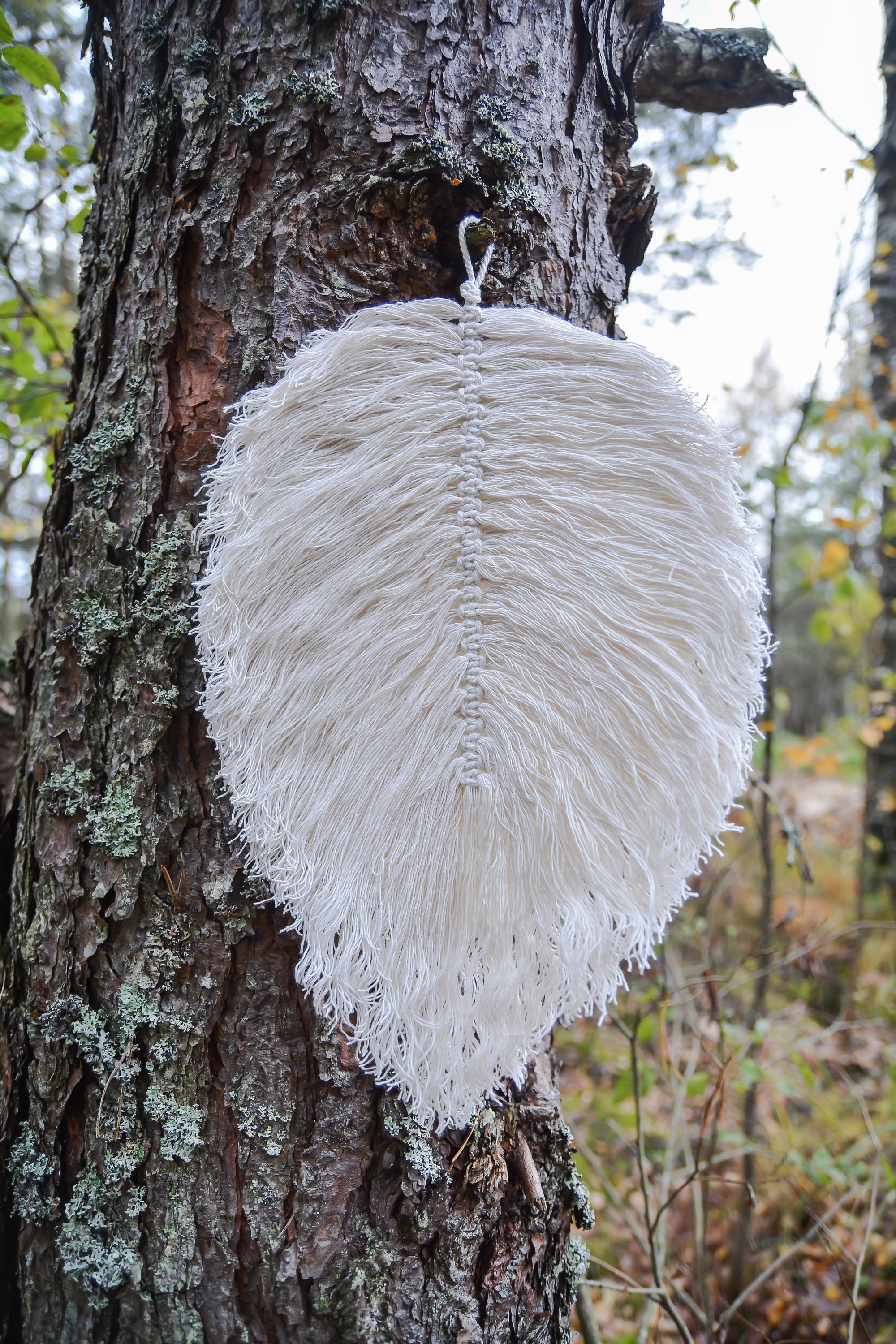 Large Leaf Large Macrame Leaf Macrame Feather Wall Hanging - Etsy