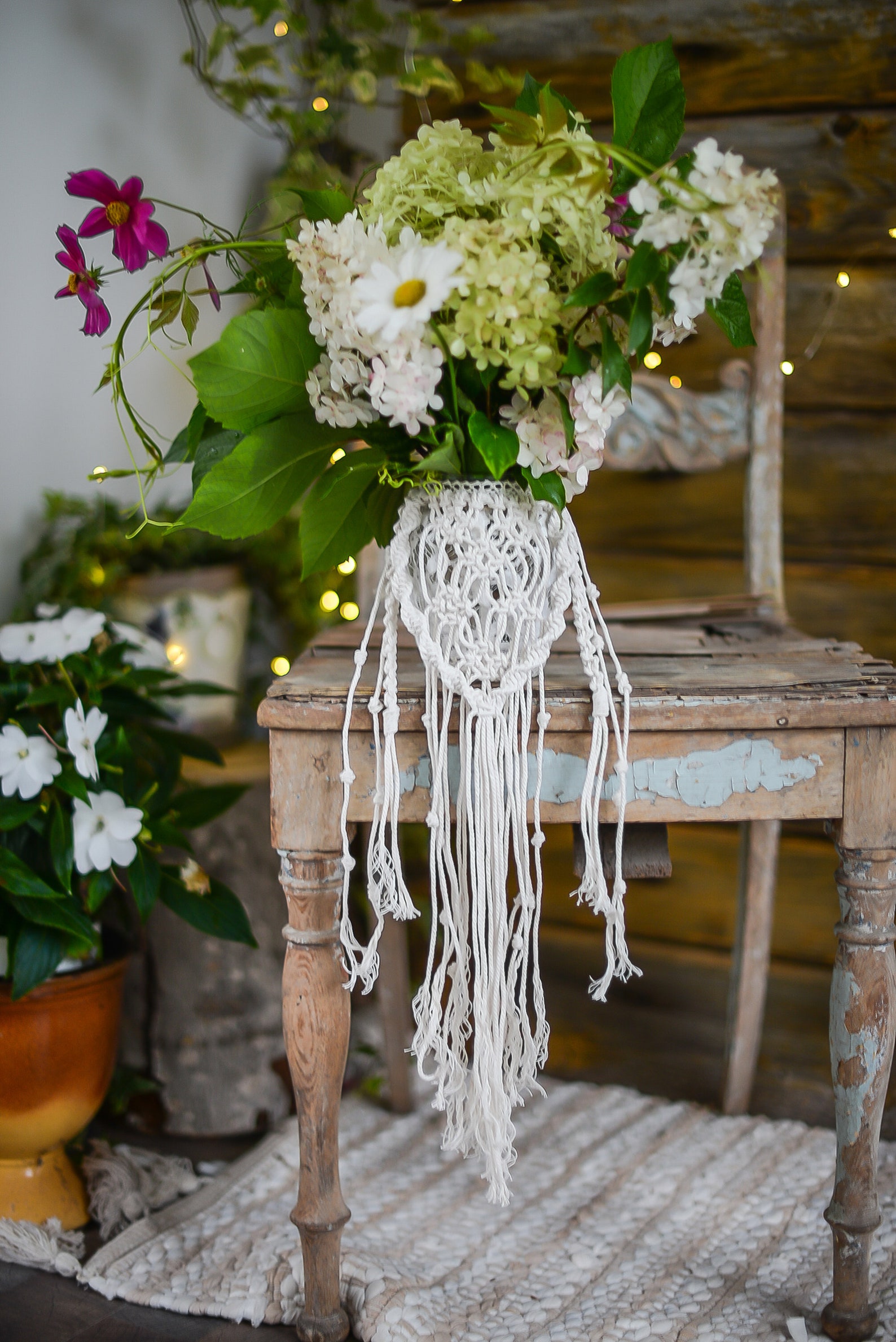 Macrame Bouquet Wrap Wedding Flower Wrap Macrame Wrap Boho - Etsy