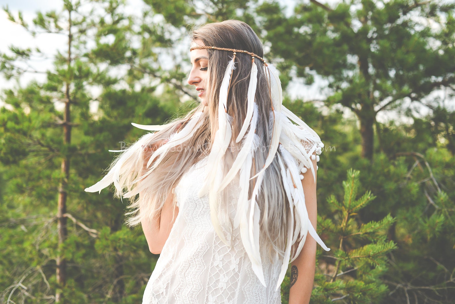 White Feather Headpiece White Boho Headpiece Boho Veil - Etsy