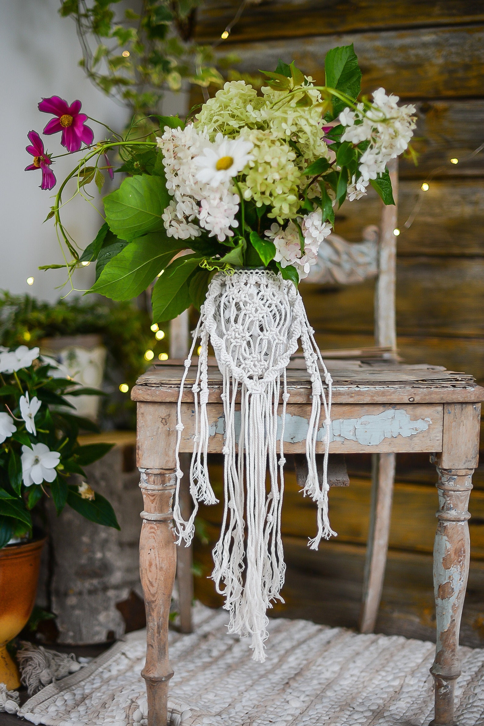 Macrame Bouquet Wrap Wedding Flower Wrap Macrame Wrap Boho - Etsy