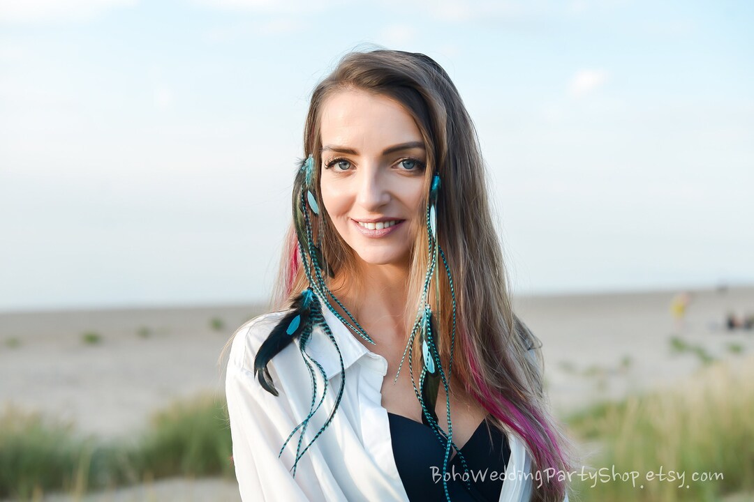 Long Boho Feather Hair Clip, Feather Hair Clip Boho Headpiece, Feather ...