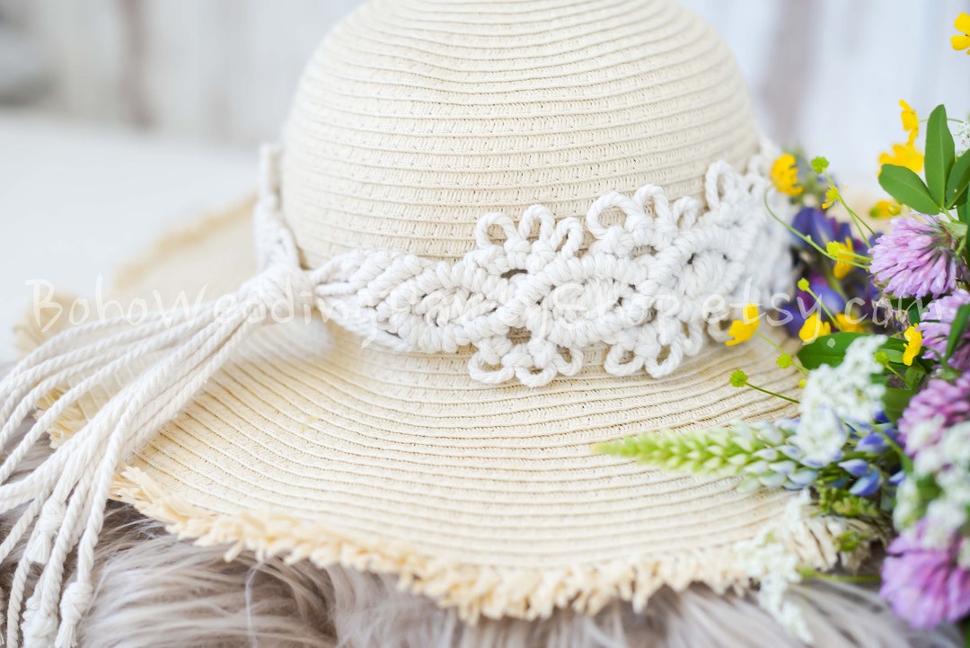 Macrame Hat Band, Hat Accessories, Macrame Wedding Veil, Boho Veil ...