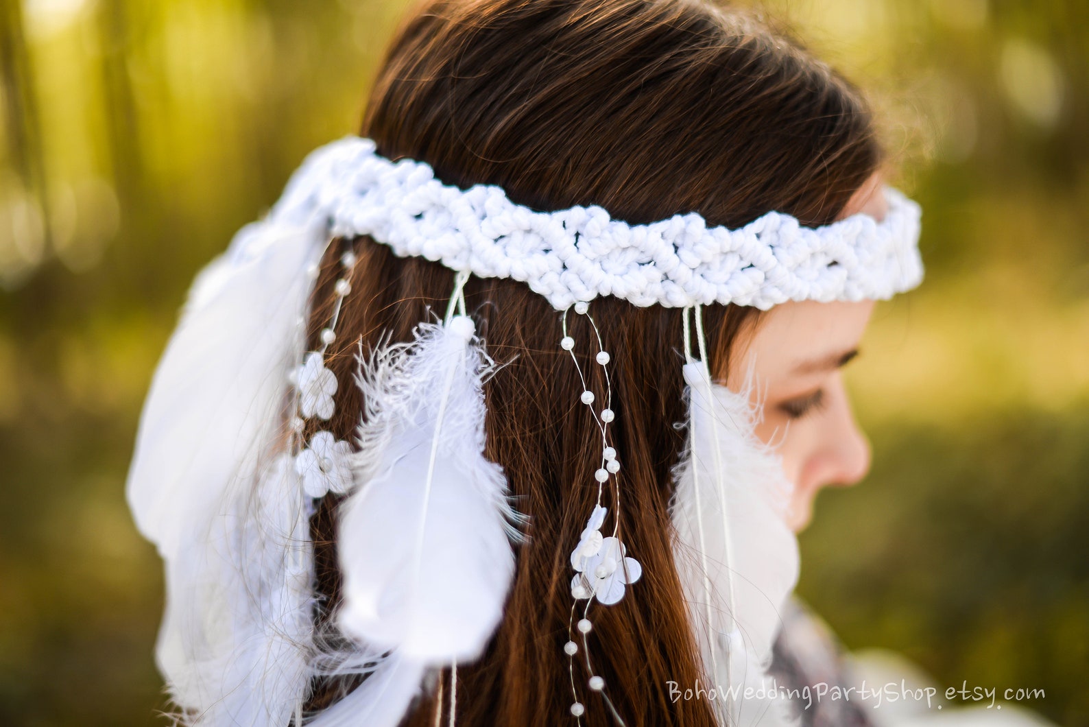 Feathers Headpiece, Macrame Wedding Veil, Boho Veil, Macrame Hairpiece ...