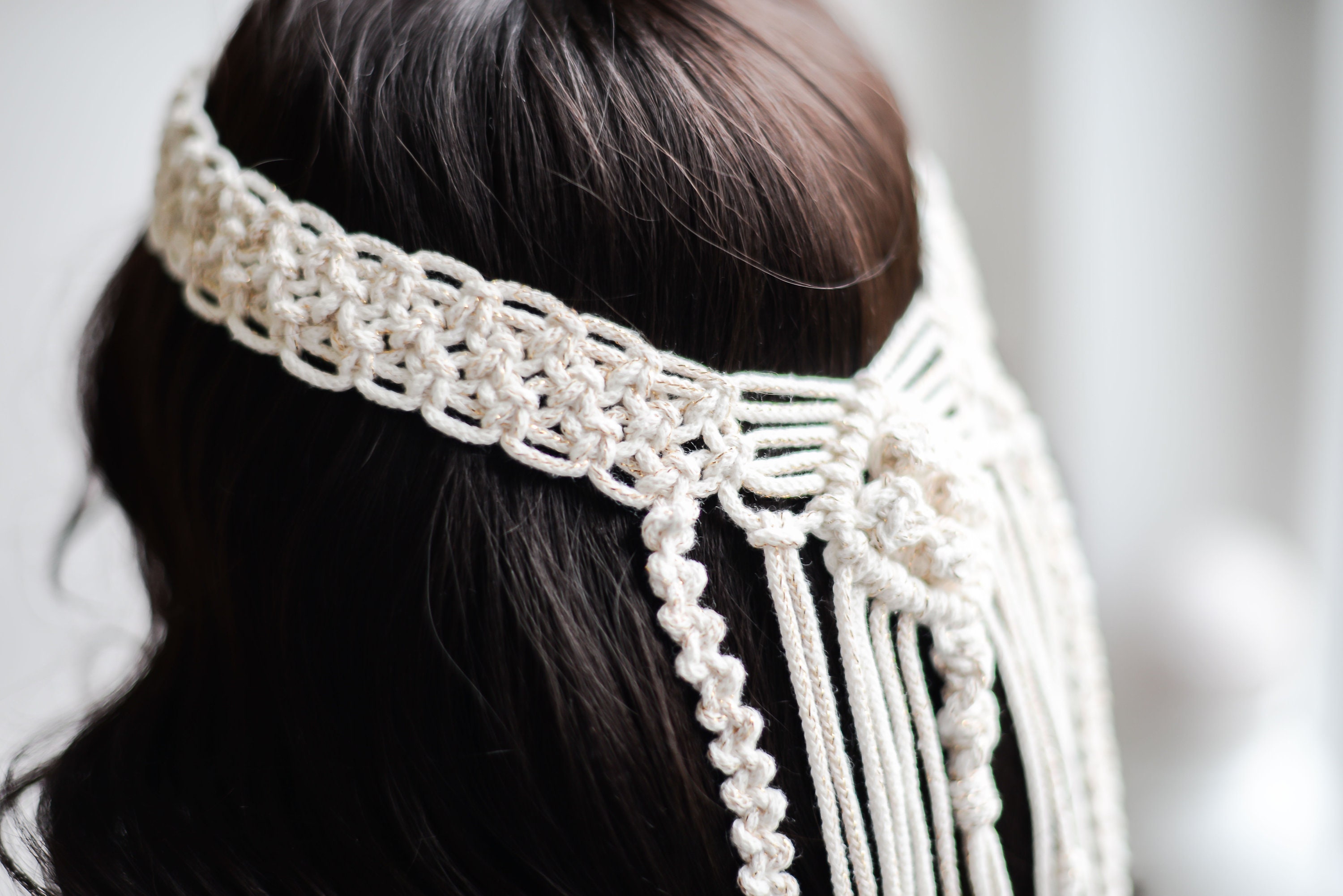 Macrame veil Macrame wedding veil Boho veil Macrame | Etsy