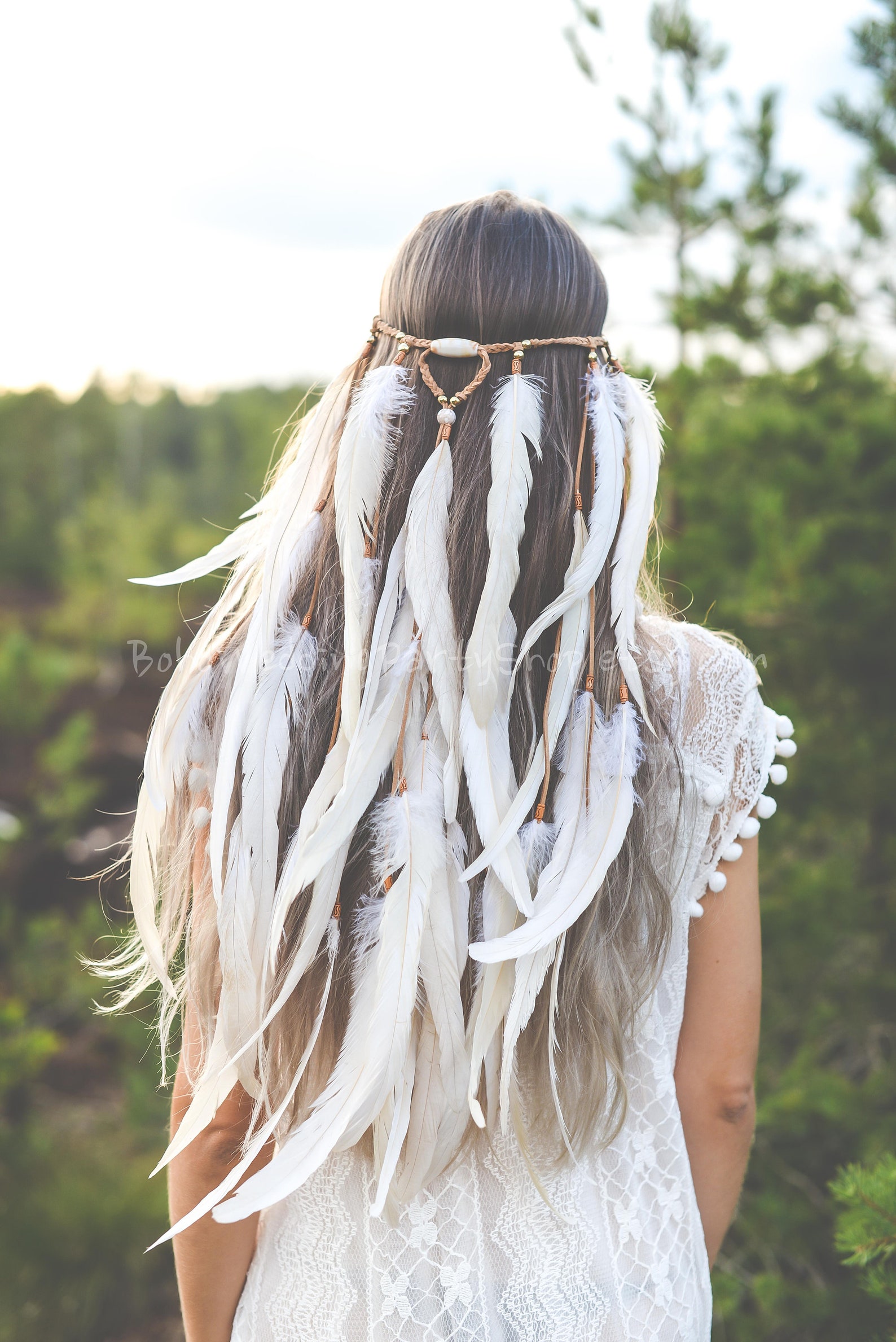 White Feather Headpiece White Boho Headpiece Boho Veil - Etsy