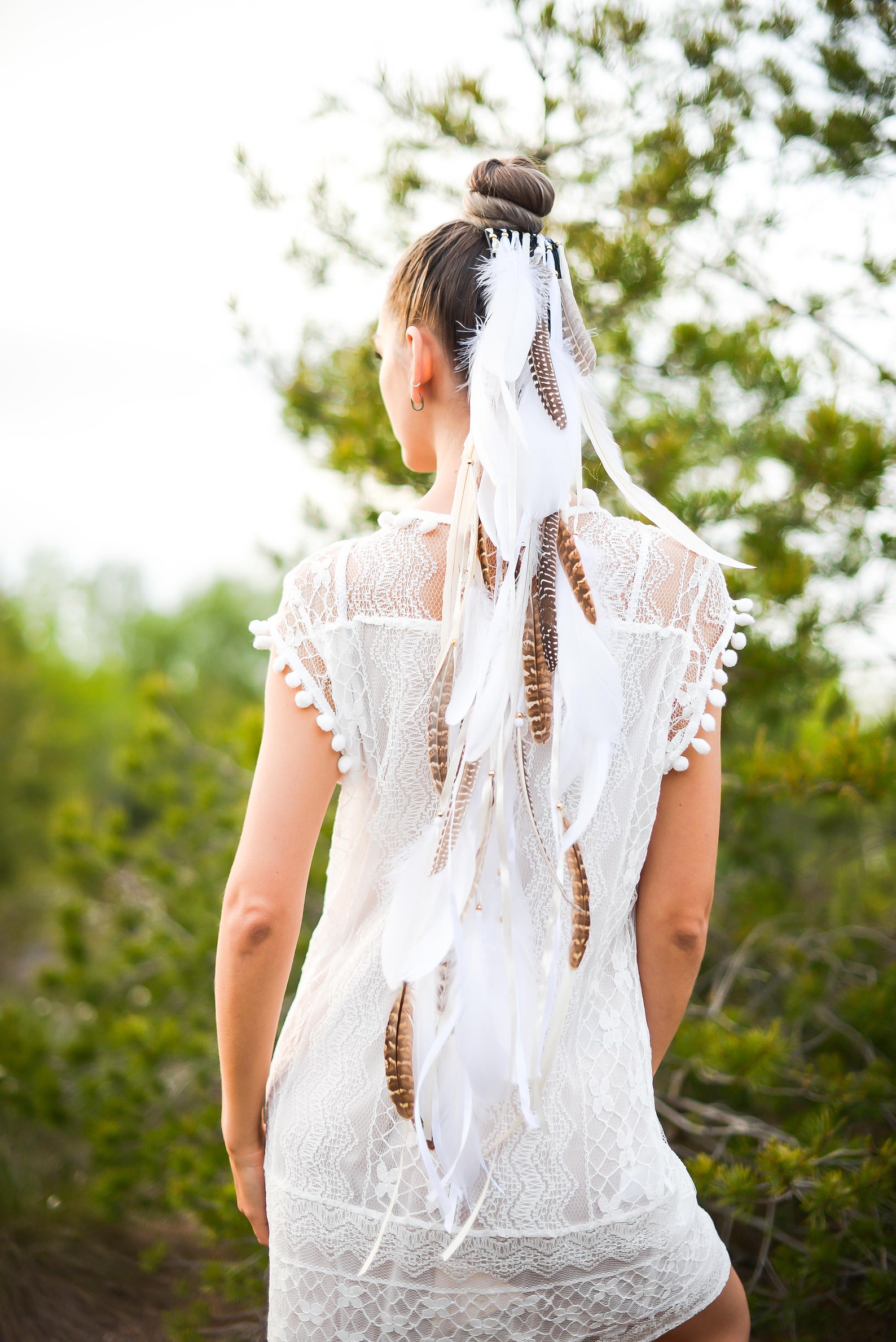 35' Long Feather Veil, Feather Headpiece, Boho Headpiece, Feather ...