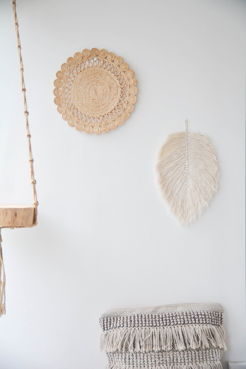 Large Leaf Large Macrame Leaf Macrame Feather Wall Hanging - Etsy