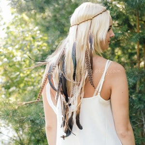 Boho Feather Headpiece, Feather Boho Headpiece, Boho Veil, Feathers ...