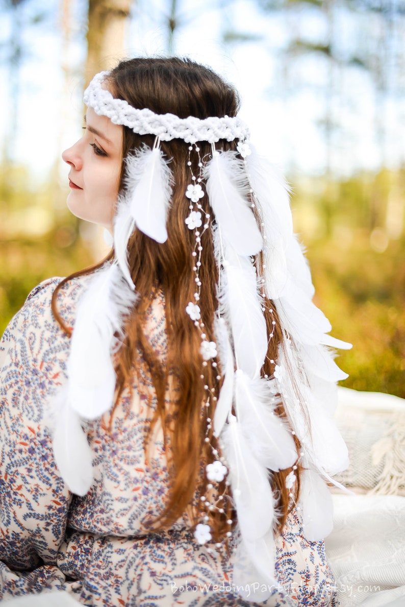Feathers Headpiece, Macrame Wedding Veil, Boho Veil, Macrame Hairpiece ...
