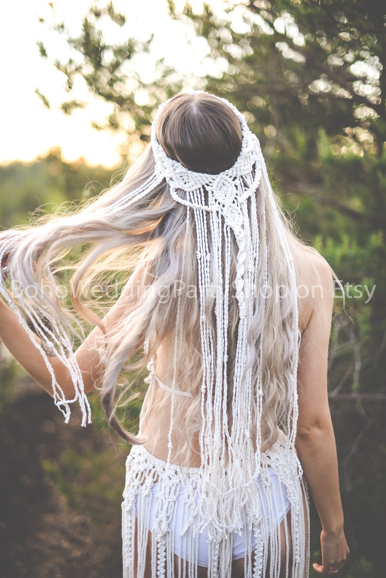 Boho Veil Macrame Veil Wedding Veil Macrame Hairpiece | Etsy