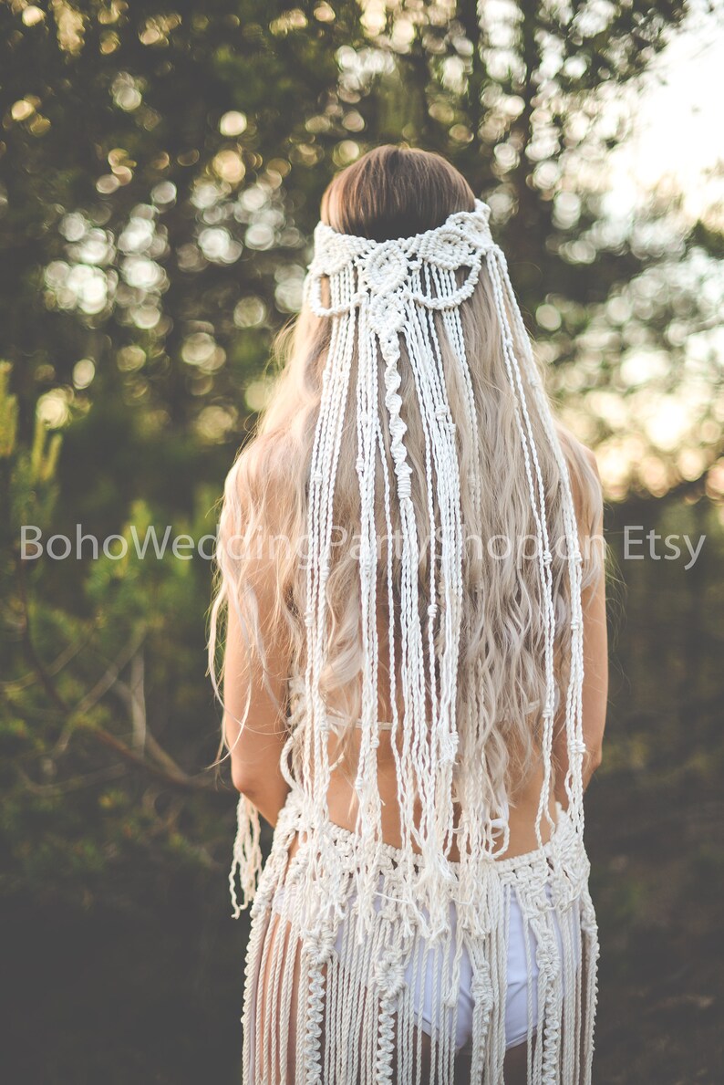 Boho Veil Macrame Veil Wedding Veil Macrame Hairpiece - Etsy