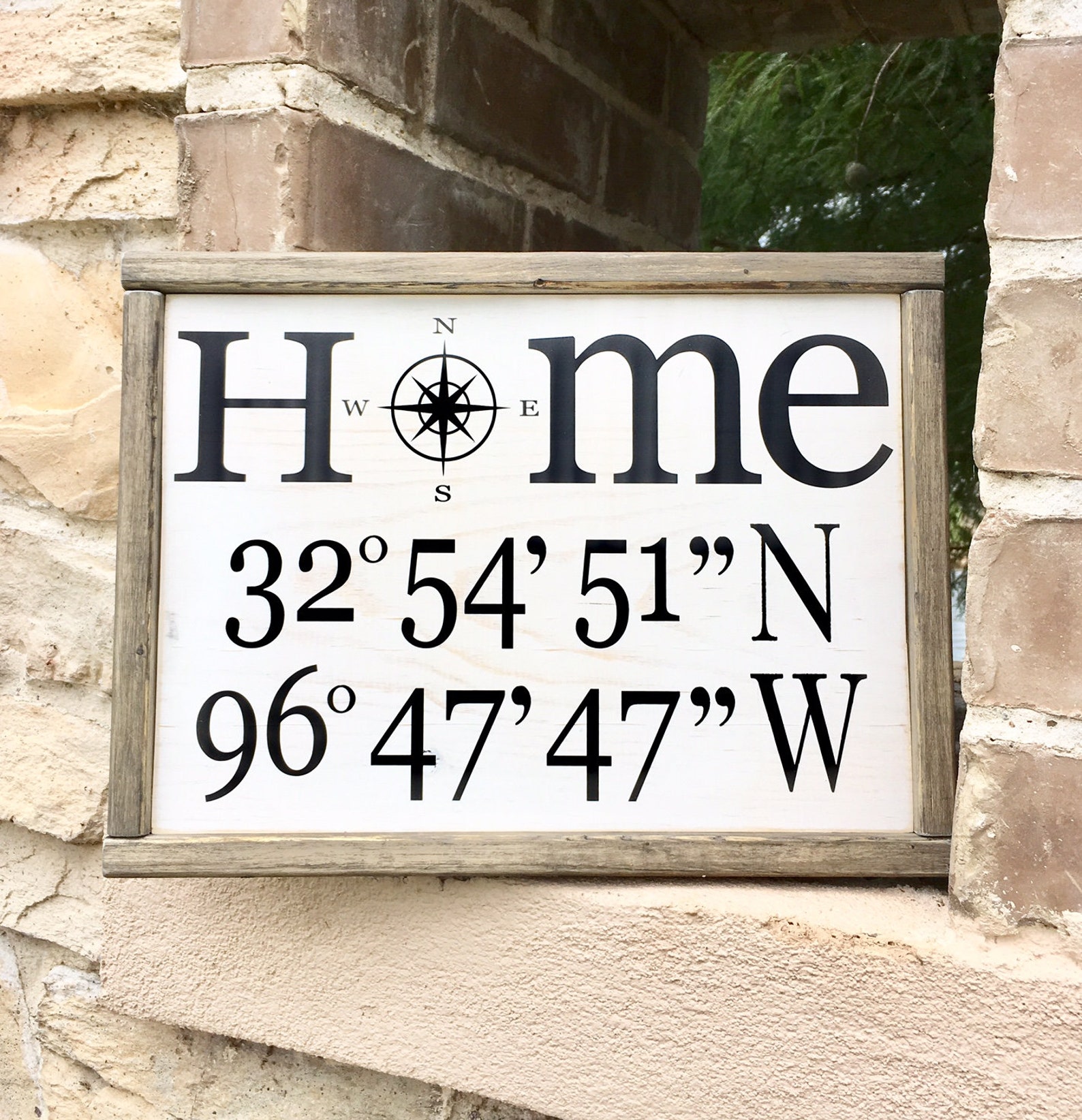 Compass Rose Home Sign: Latitude and Longitude GPS - Etsy