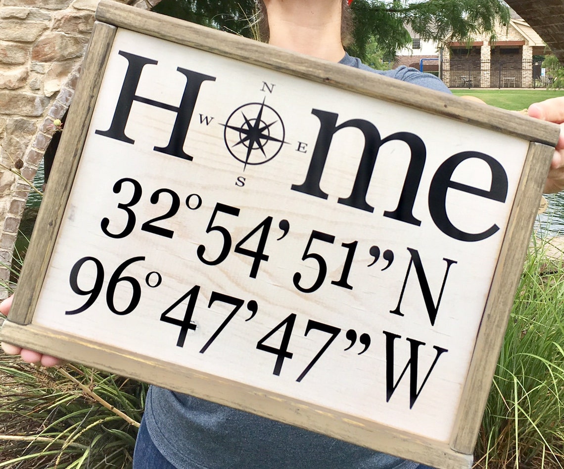 Compass Rose Home Sign: Latitude and Longitude GPS - Etsy
