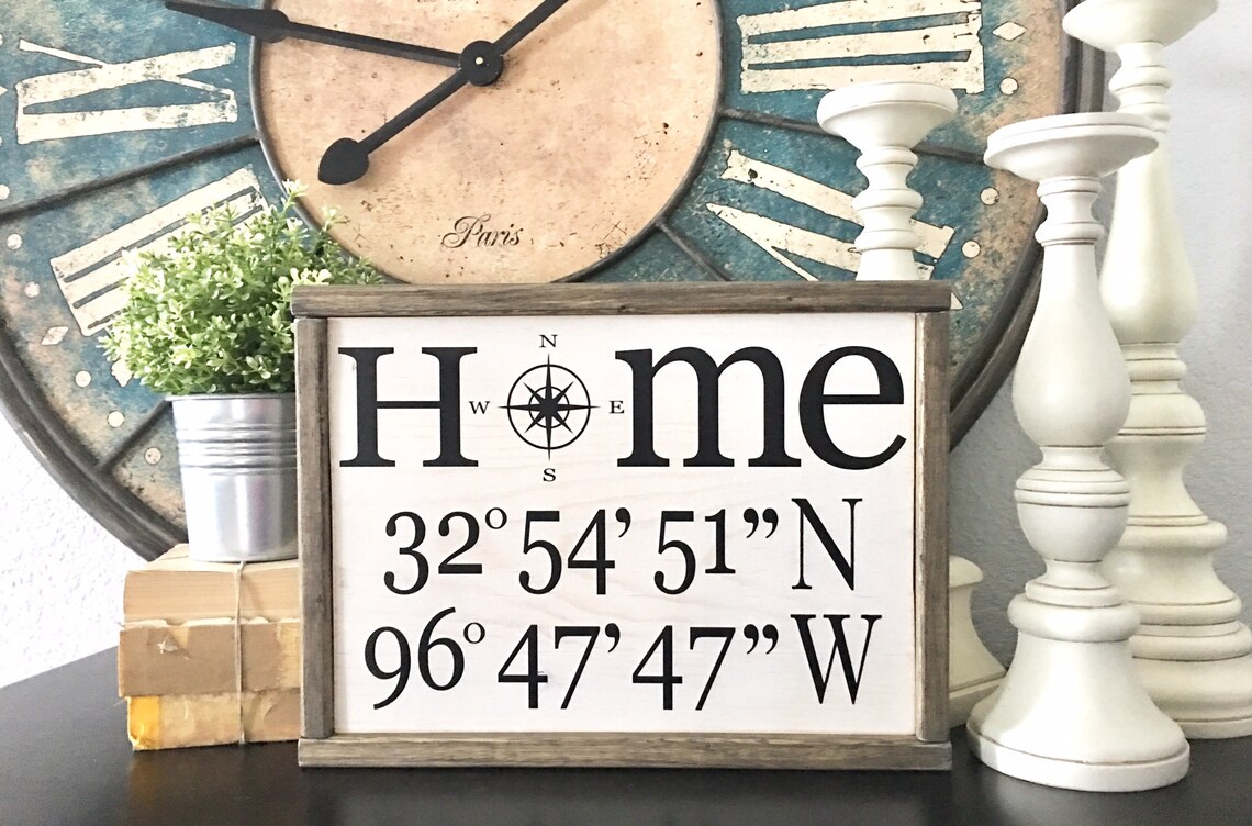 Compass Rose Home Sign: Latitude and Longitude GPS - Etsy