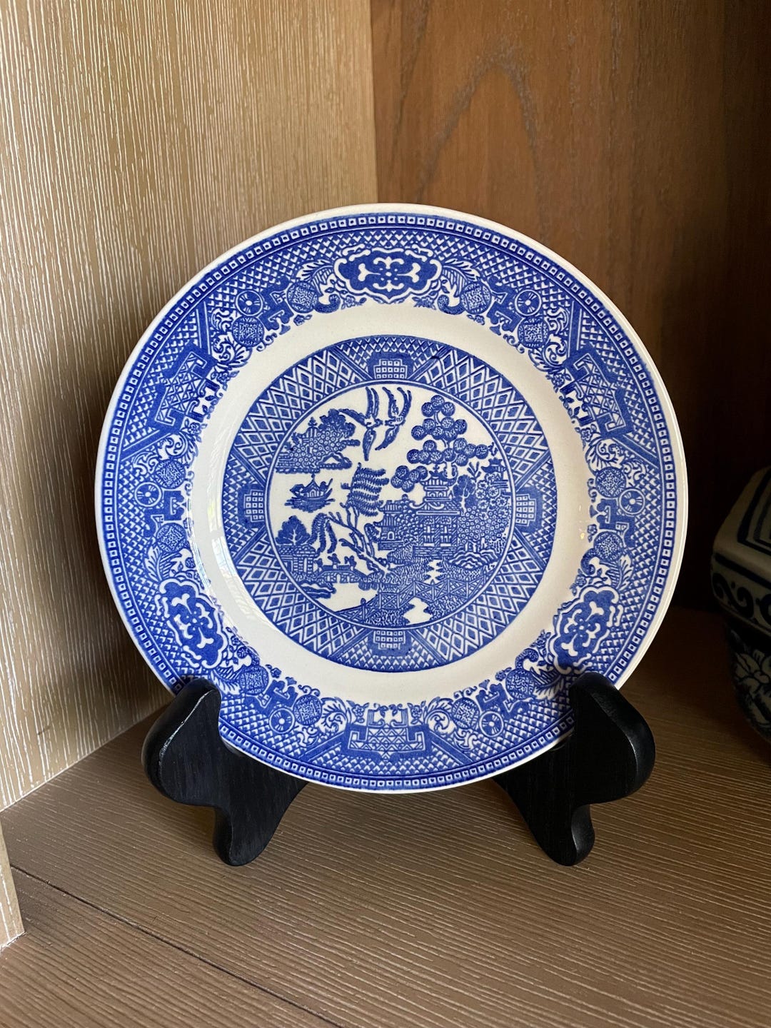 Vintage Willow Blue Pattern Plate - Etsy