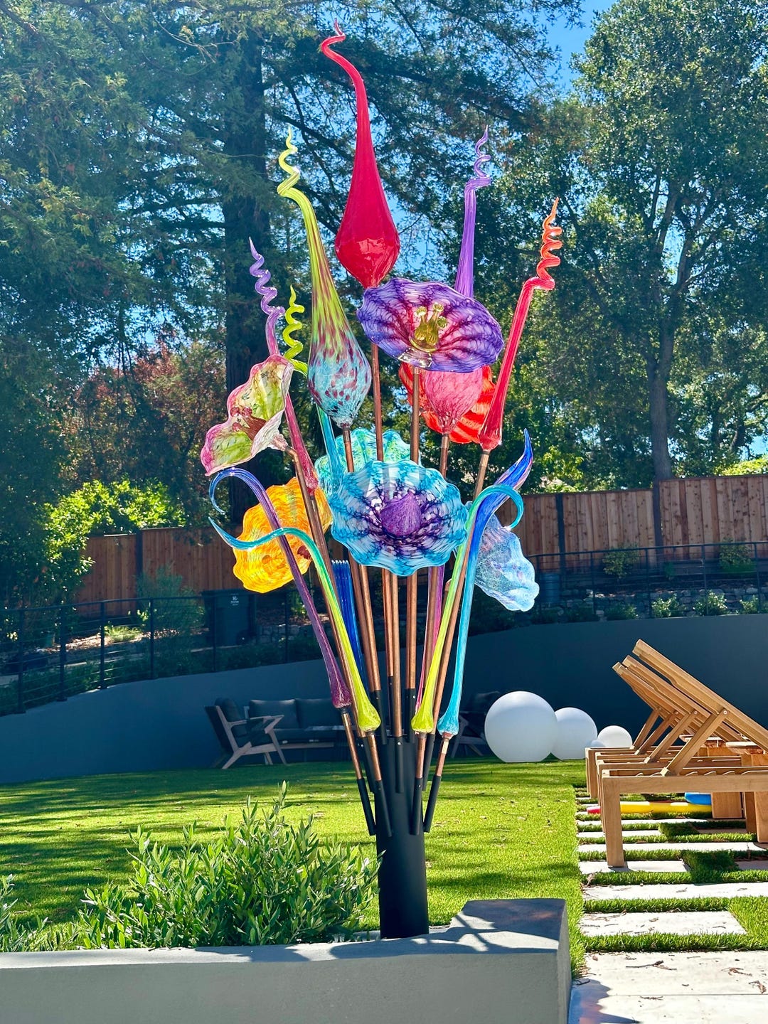 Blown Glass Flower Sculpture: Large Garden Art Bouquet - Etsy