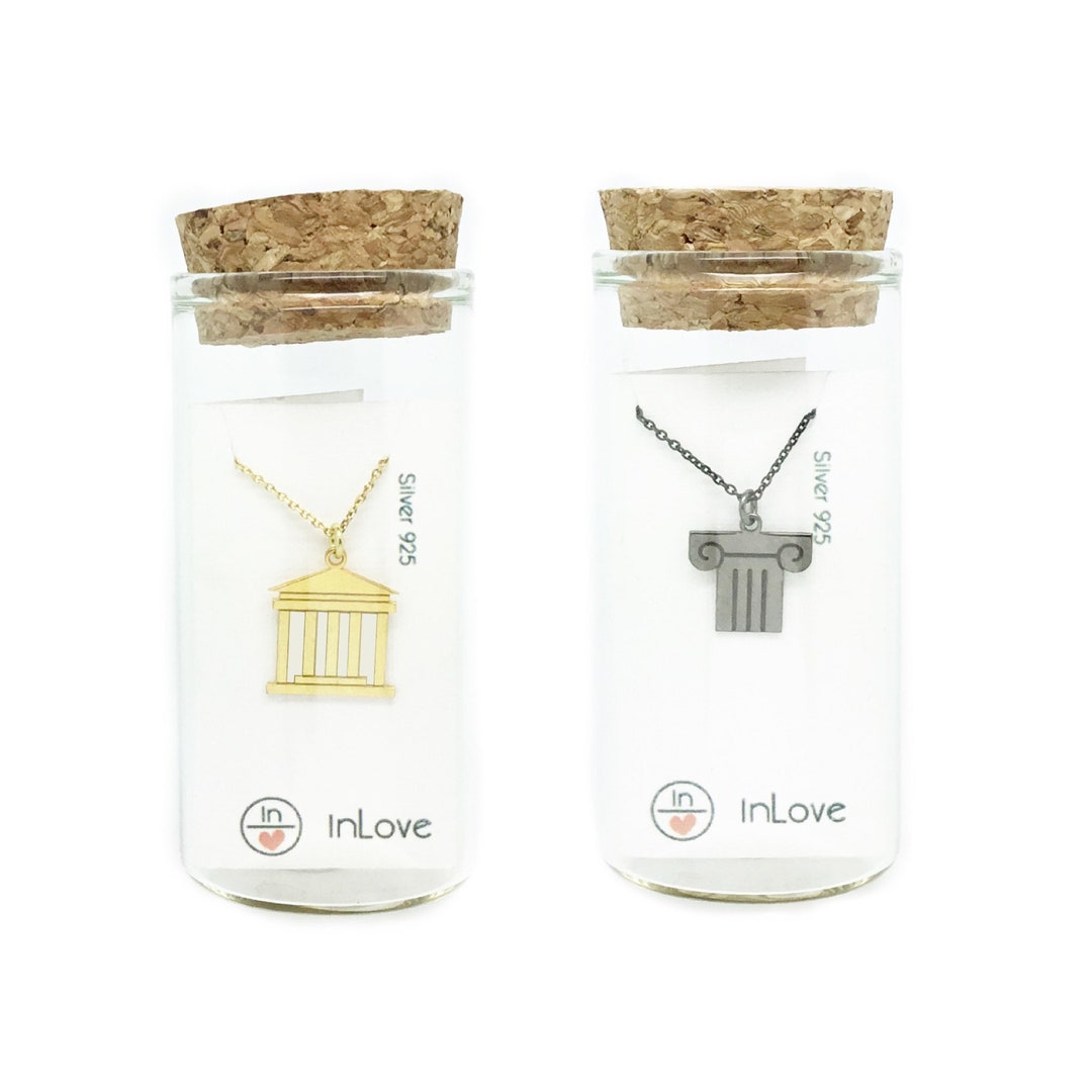 Temple Chain Necklace, Parthenon Temple, Pillar Pendant, GREECE ...