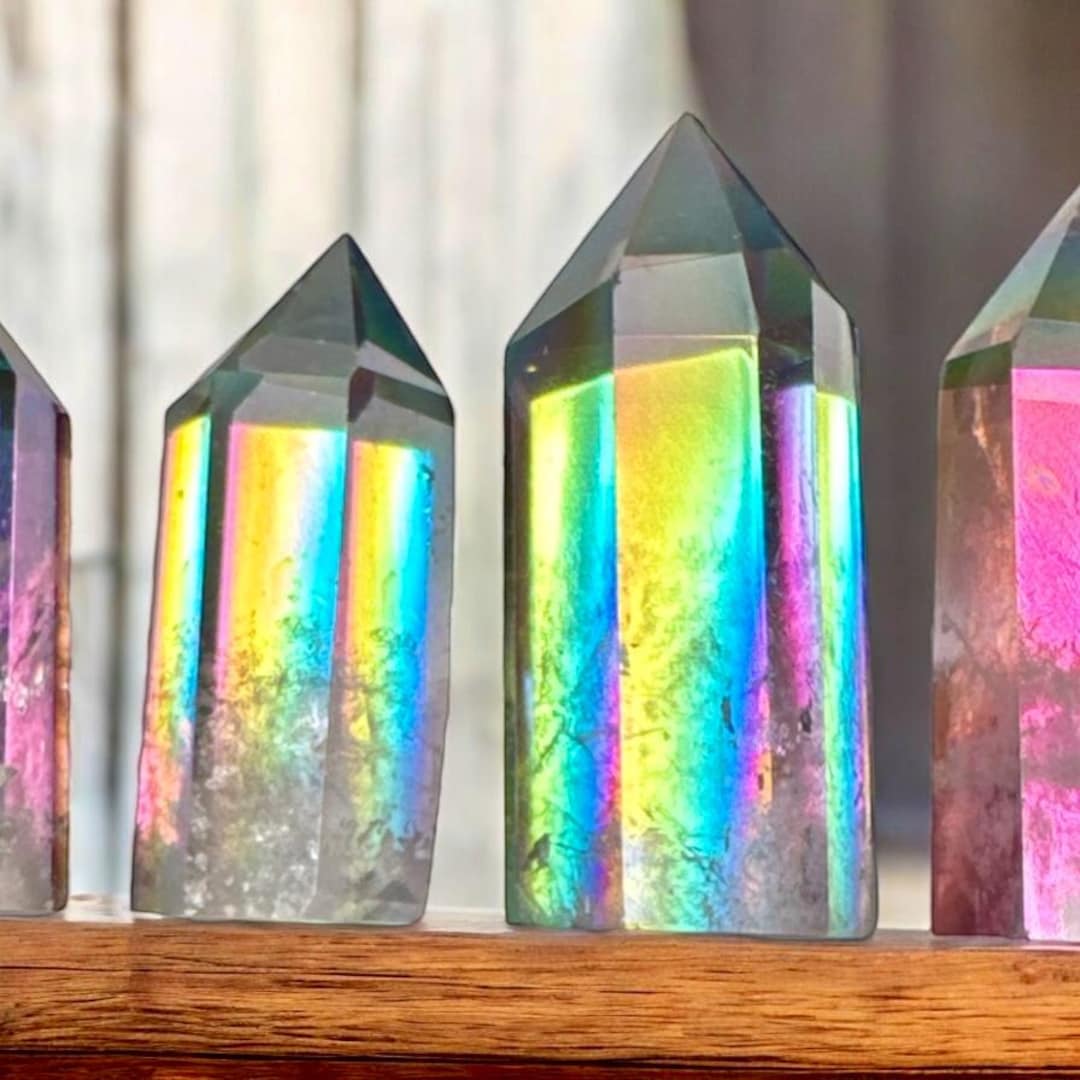 Indigo Aura Quartz Tower: Tanzine Aura Crystal Point, Luna by Louise - Etsy