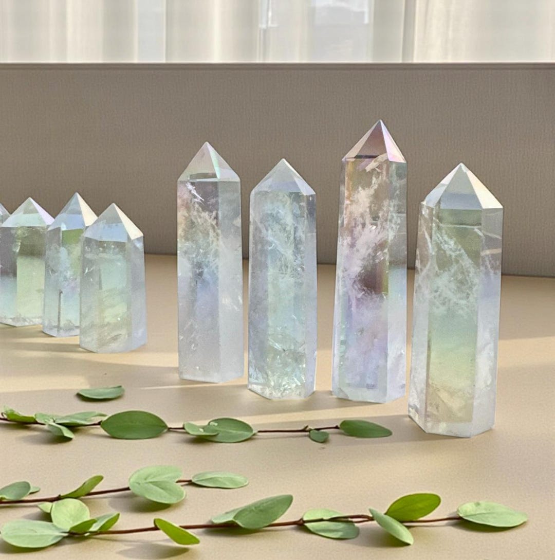 Angel Aura Quartz Crystal Tower: Rainbow Opal Aura Obelisk - Etsy
