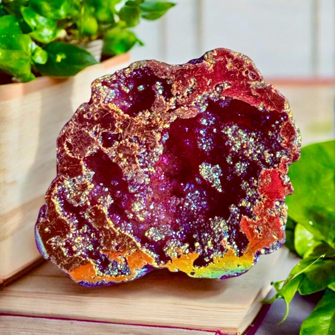 Fire Aura Geode: Radiant Energy Crystal - Luna by Louise - Etsy