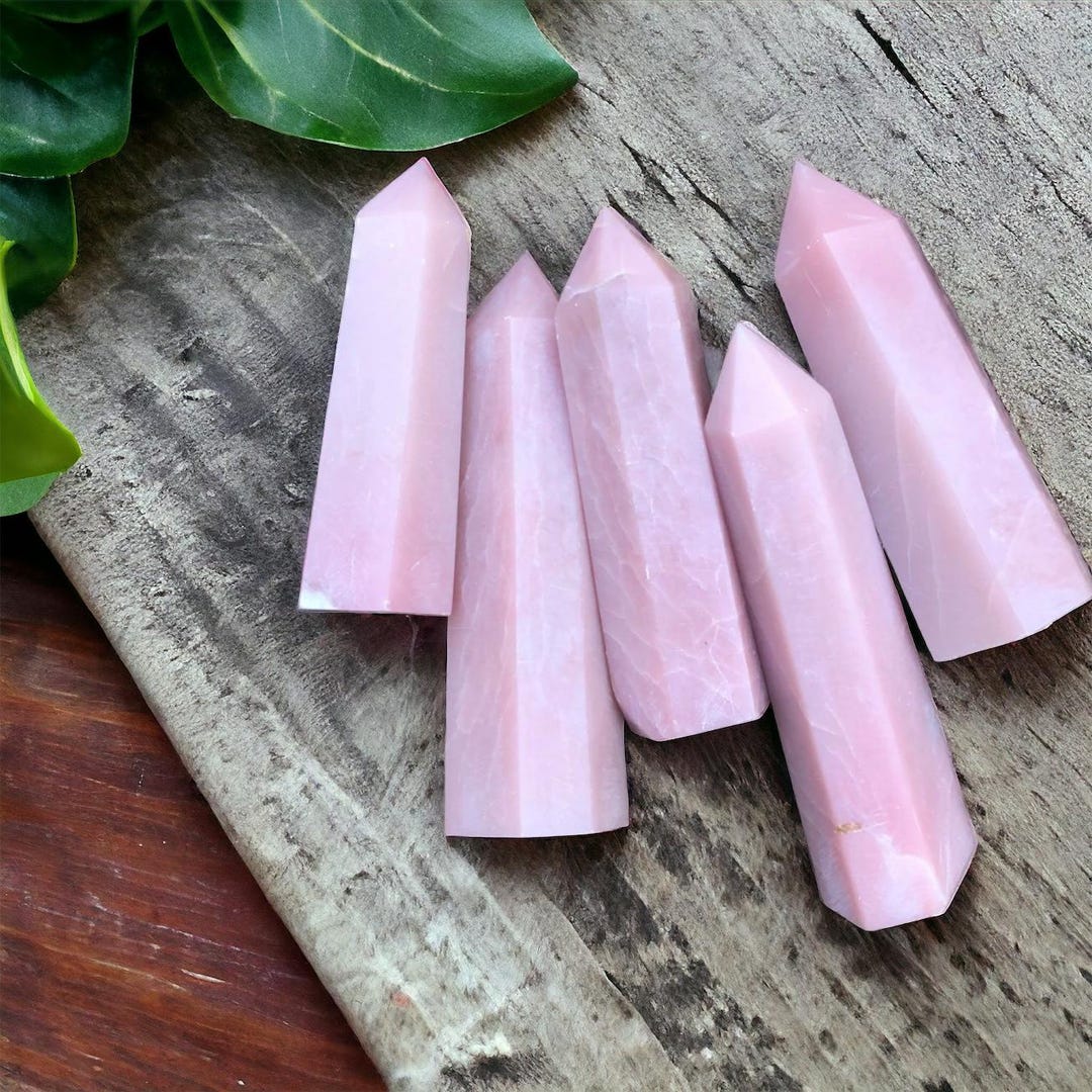 Pink Opal Crystal Standing Tower - Gemstone Obelisk. Radiant Pink ...