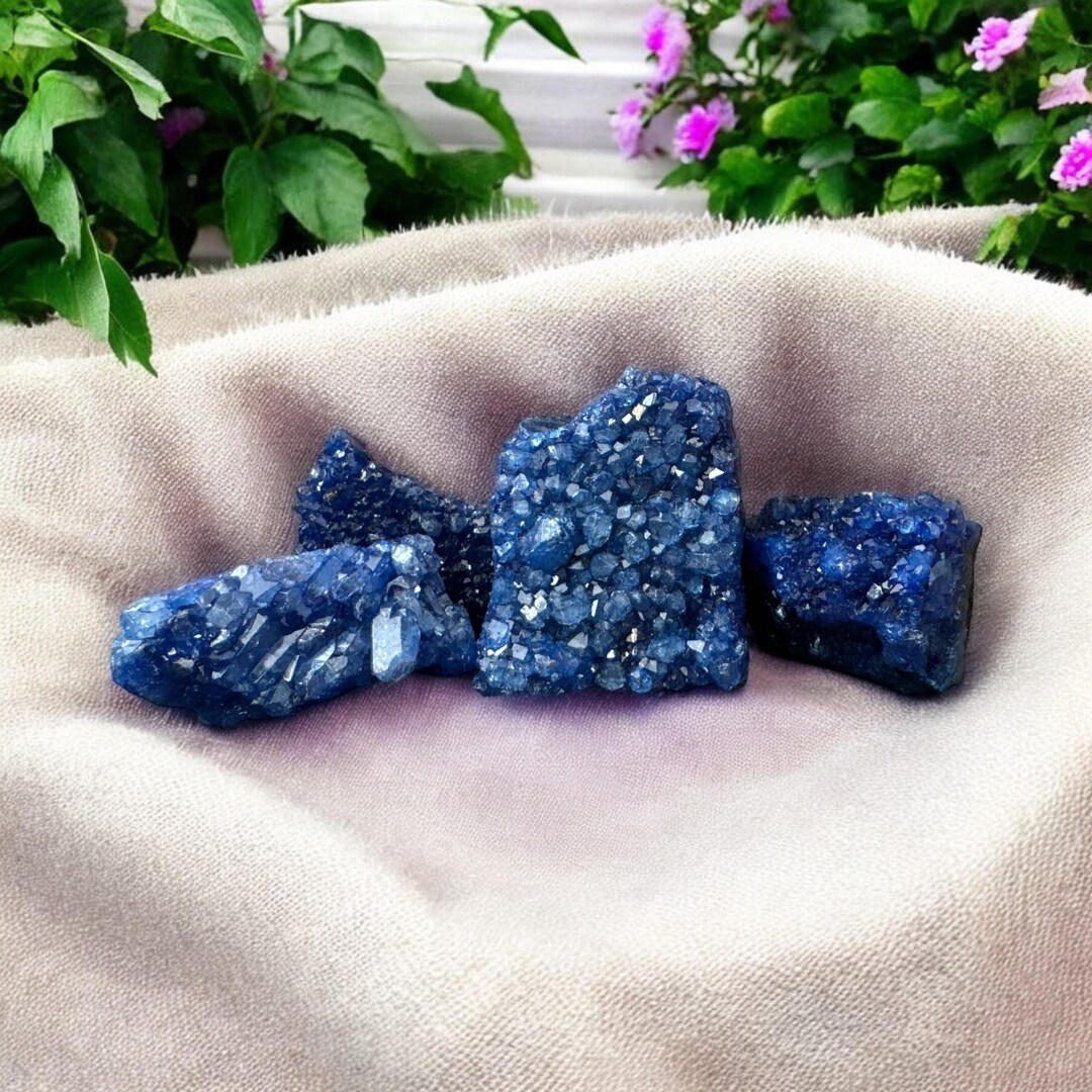 Dyed Ocean Blue Amethyst Crystal Cluster, Calming Decor (2-3'' Inches ...