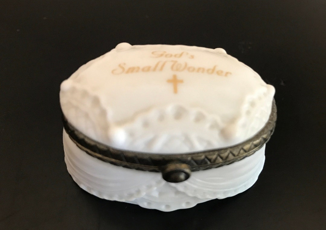 Adorable Miniature Porcelain Trinket Box God's Small Wonder Great Gift ...