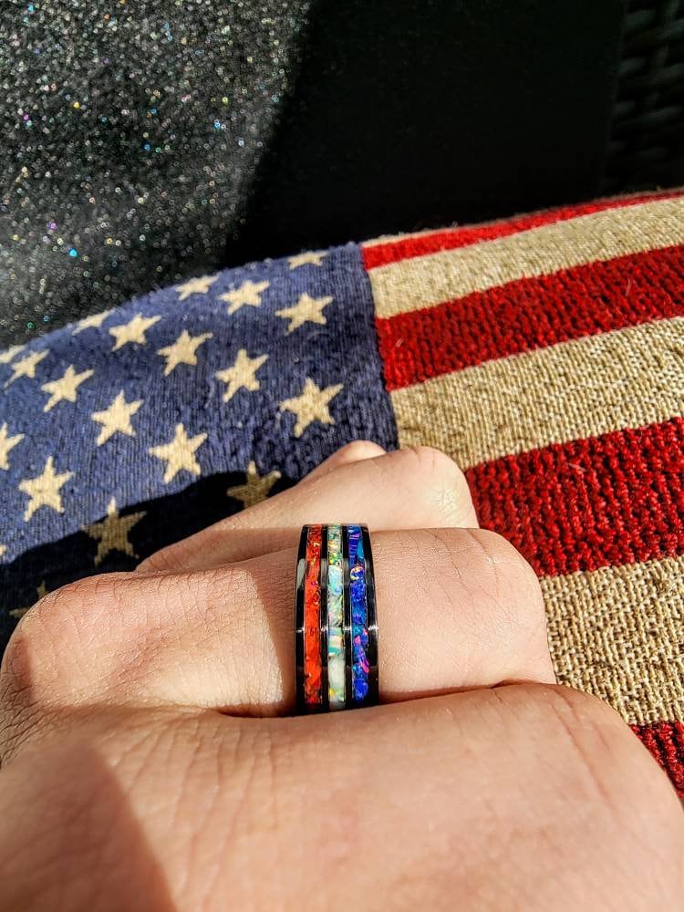 The American Flag Mens Wedding Band Mens Ring Tungsten - Etsy