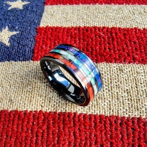 The American Flag, Mens Wedding Band, Mens Ring, Tungsten Ring, Ceramic ...