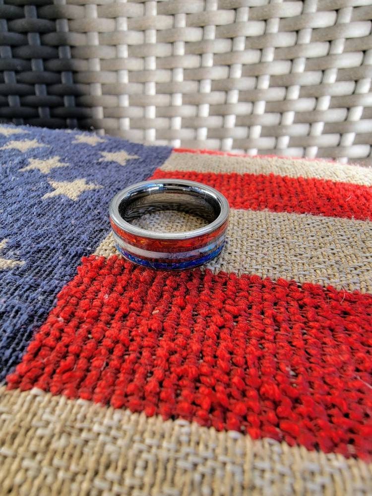 The American Flag Mens Wedding Band Mens Ring Tungsten - Etsy