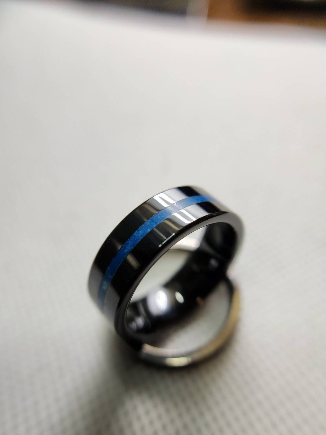 The Thin Blue Line, Police Ring, Patriotic Ring, Ceramic Ring - Etsy