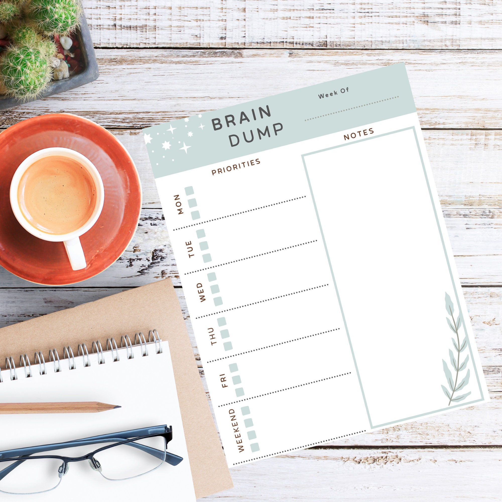 Brain Dump Worksheet, Pastel Colors, Digital Download for Organization ...