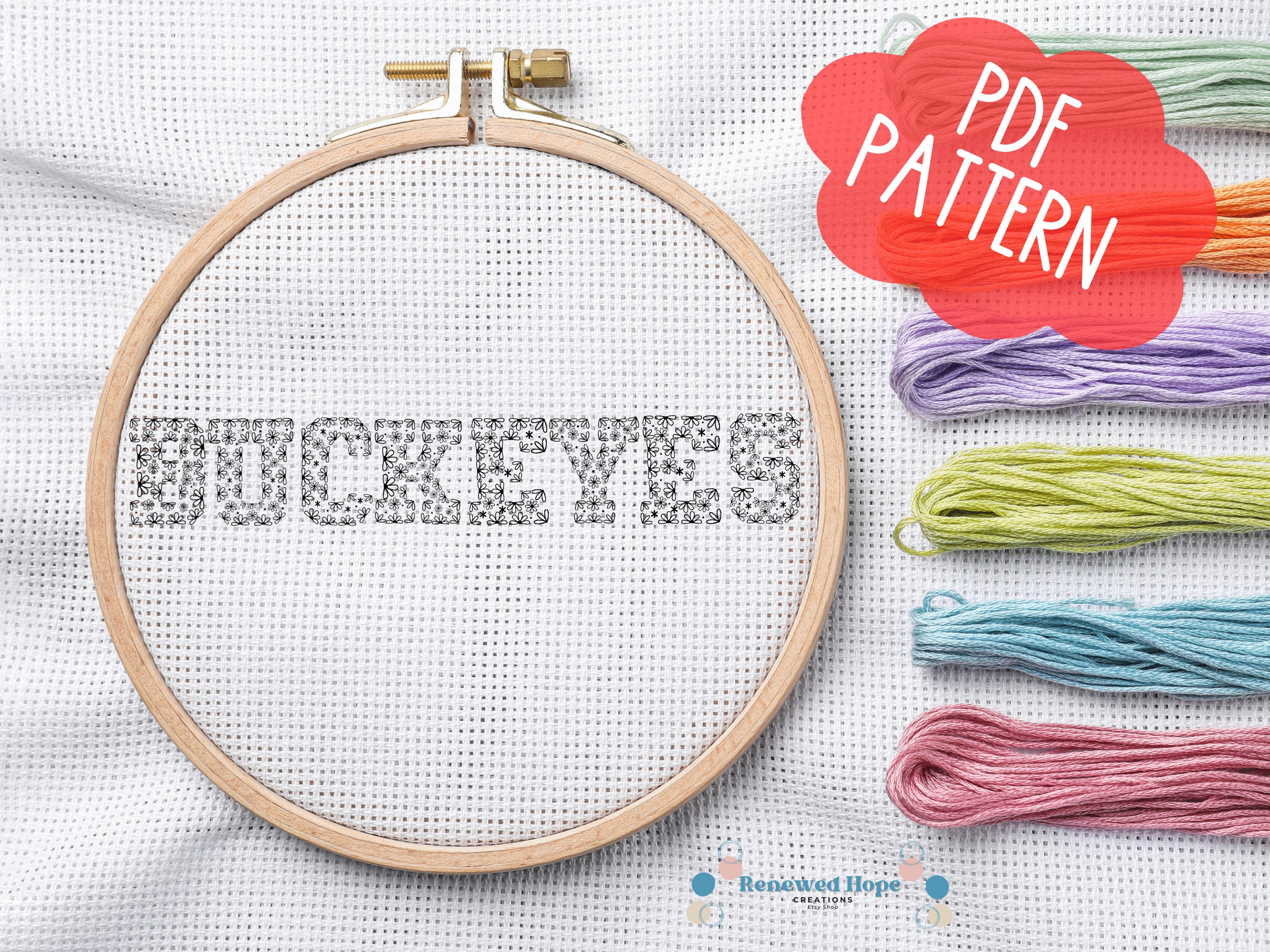 Daisy Letters "buckeyes" Hand Embroidery PDF Pattern for Downloading - Etsy