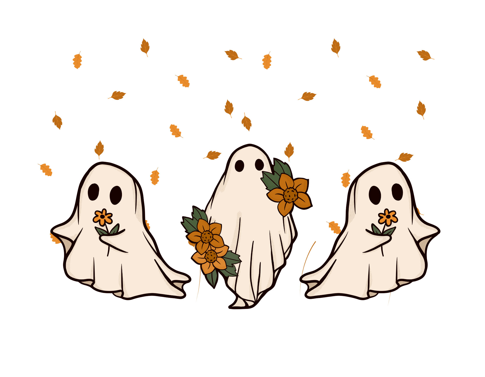 Cute Ghost With Flowers SVG, Kids Halloween, Spooky Season (digital ...