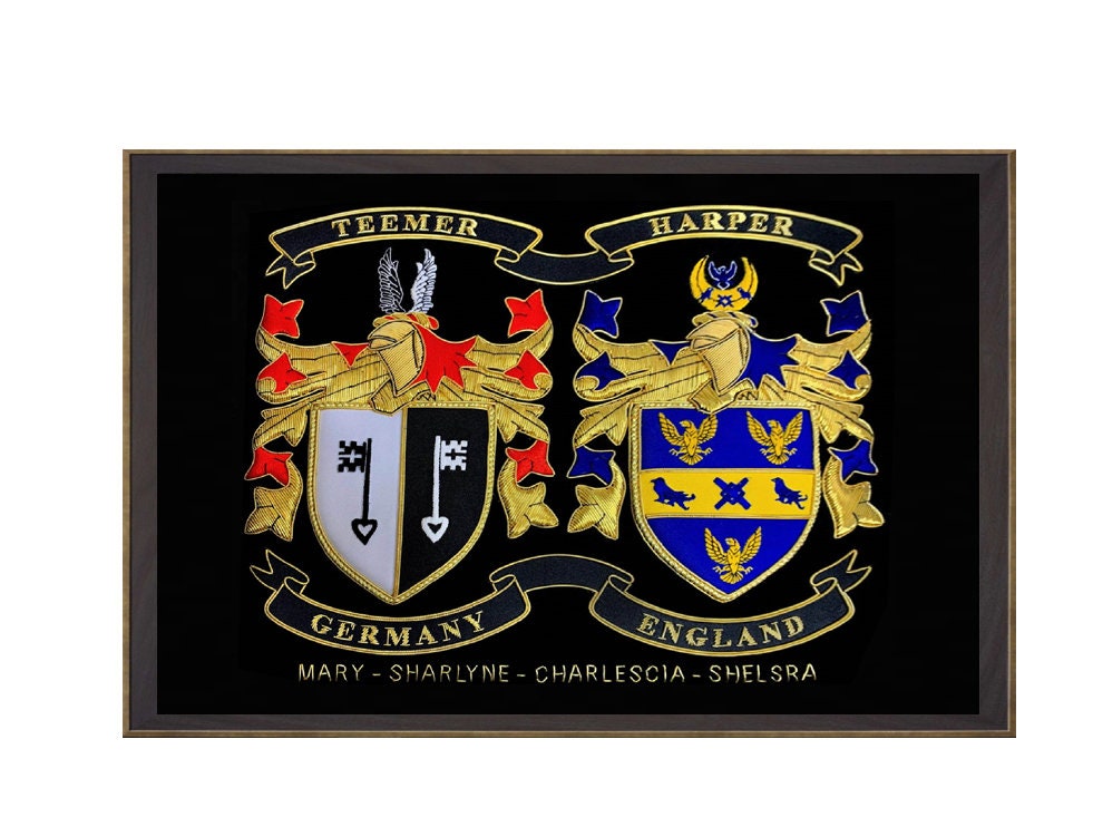 Elegant Wedding Heritage: Hand-embroidered Family Crest With Bullion ...