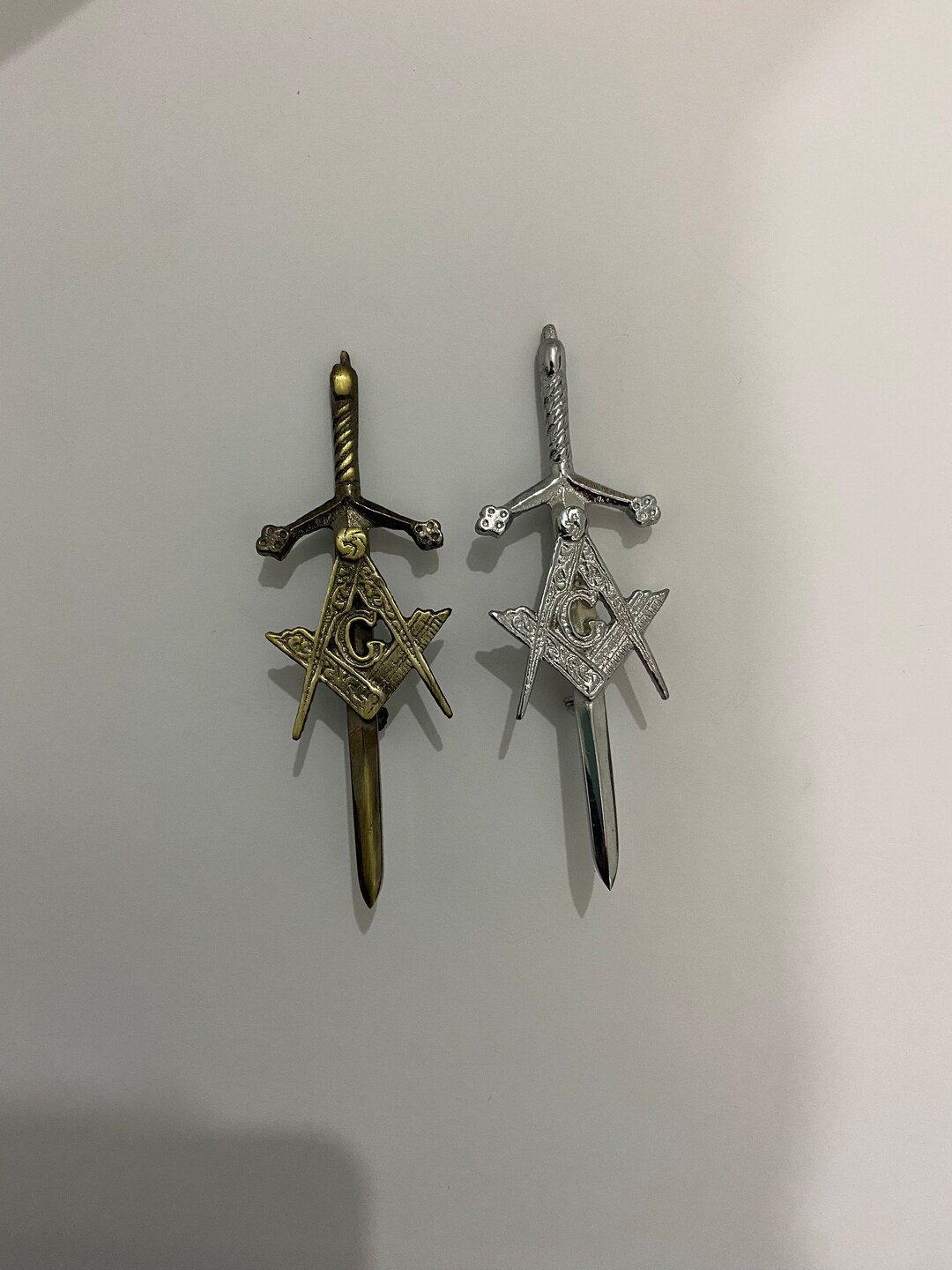 Masonic Sword Kilt Pin Premium Quality Antique & Chrome Finish for ...