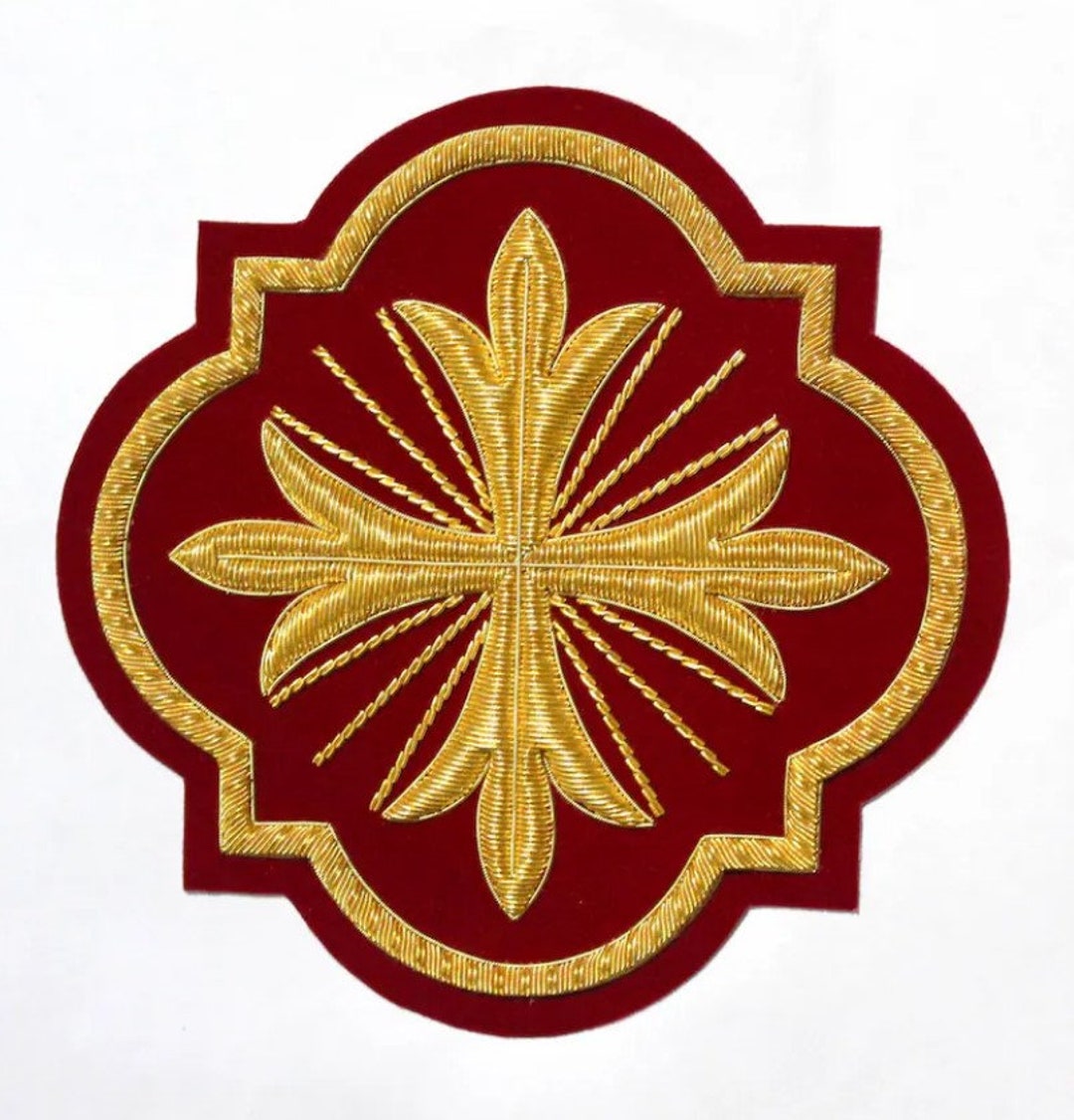Liturgical Church Emblem Cross Applique for Vestment, Bullion Wire Hand ...