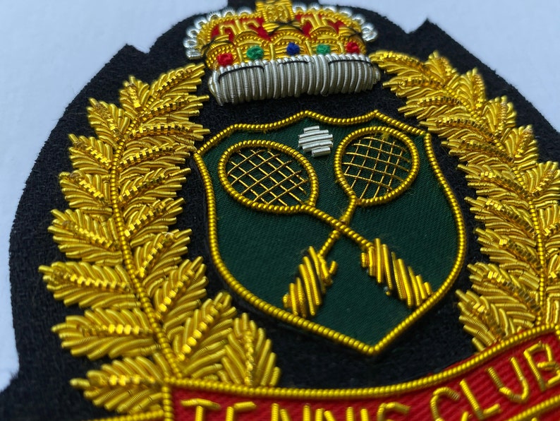 Tennis Club Blazer Badge Hand-embroidered Bullion Wire Badge Club ...