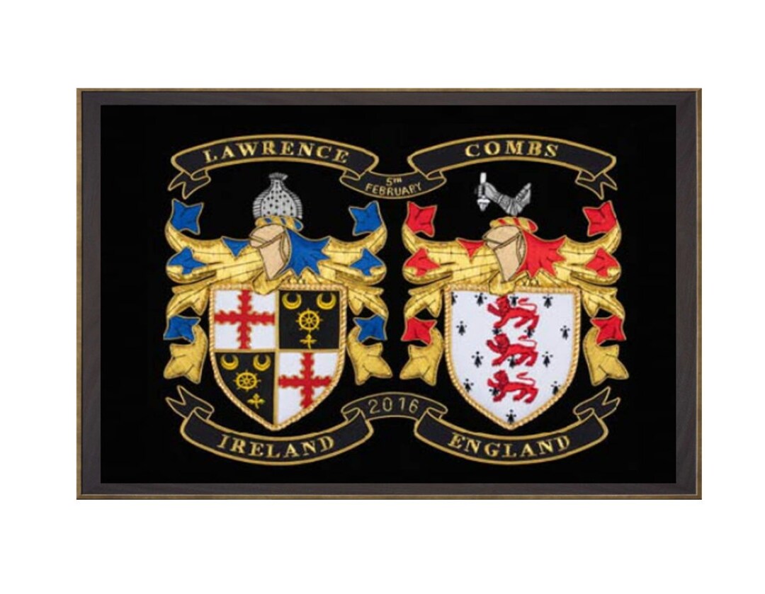 Elegant Wedding Heritage: Hand-embroidered Family Crest With Bullion ...
