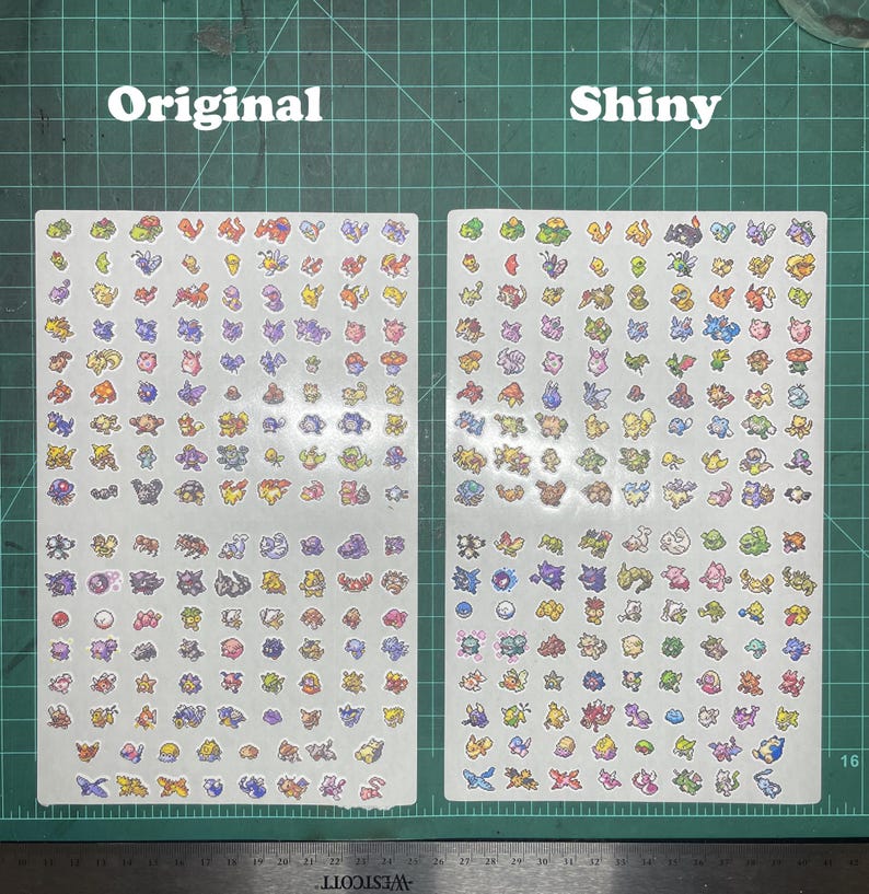 001-151 Shiny Kanto Poke Sprites | Gen 1 Shinies Mini Vinyl Stickers - Etsy