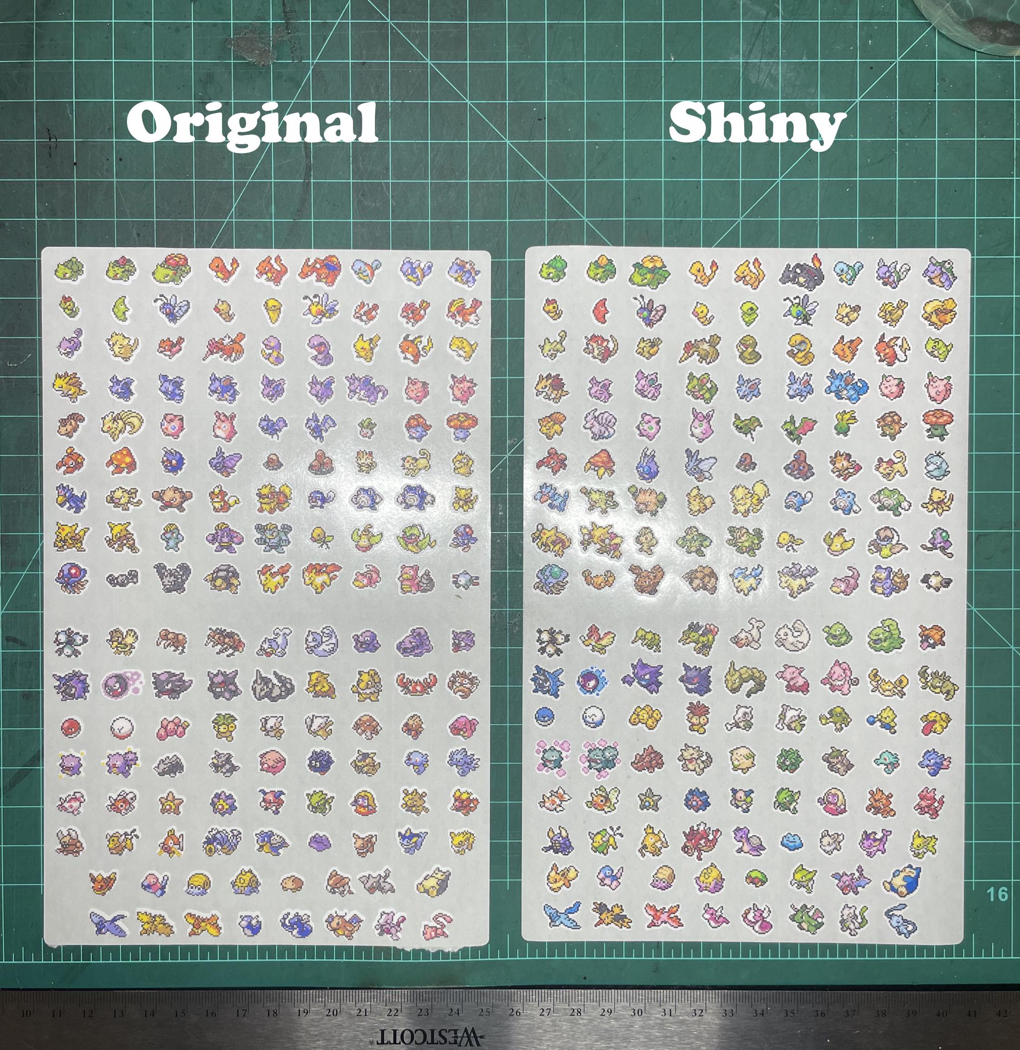 001-151 Shiny Kanto Poke Sprites | Gen 1 Shinies Mini Vinyl Stickers - Etsy