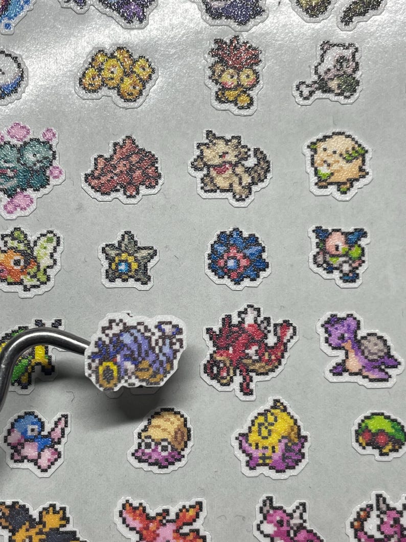 001-151 Shiny Kanto Poke Sprites | Gen 1 Shinies Mini Vinyl Stickers - Etsy
