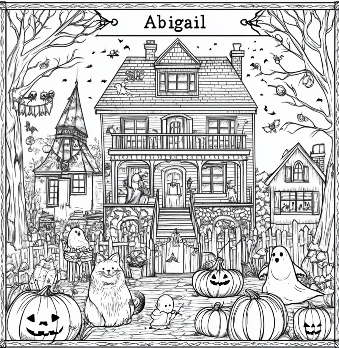 Personalized Coloring Page, Seasonal, Halloween - Etsy