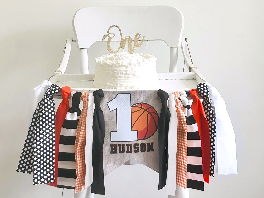 Basketball First Birthday Decor, Personalized Basketball Party Banner ...