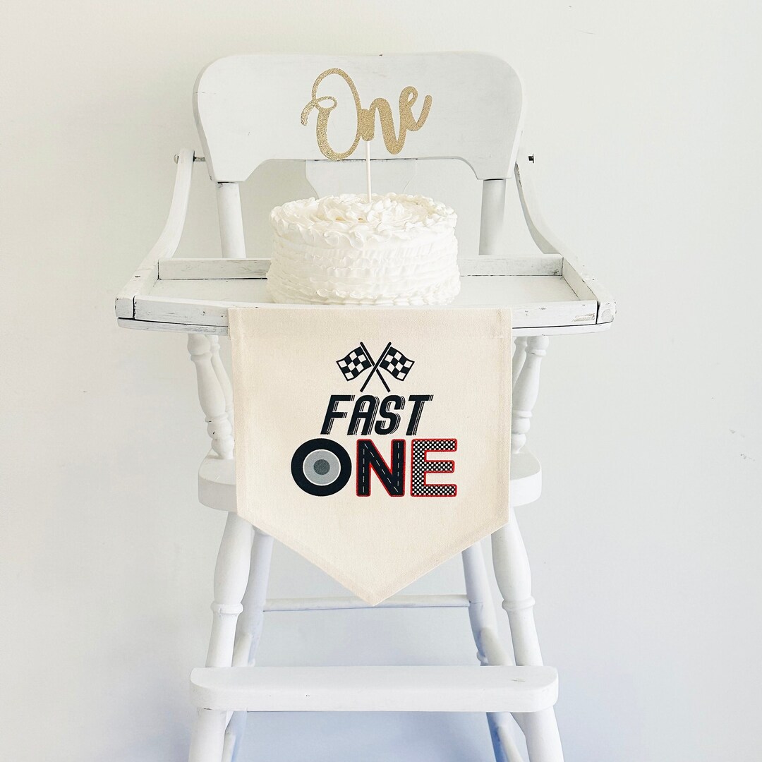 FAST ONE 1st Birthday Banner, Race Car Highchair Decoration, Racing ...