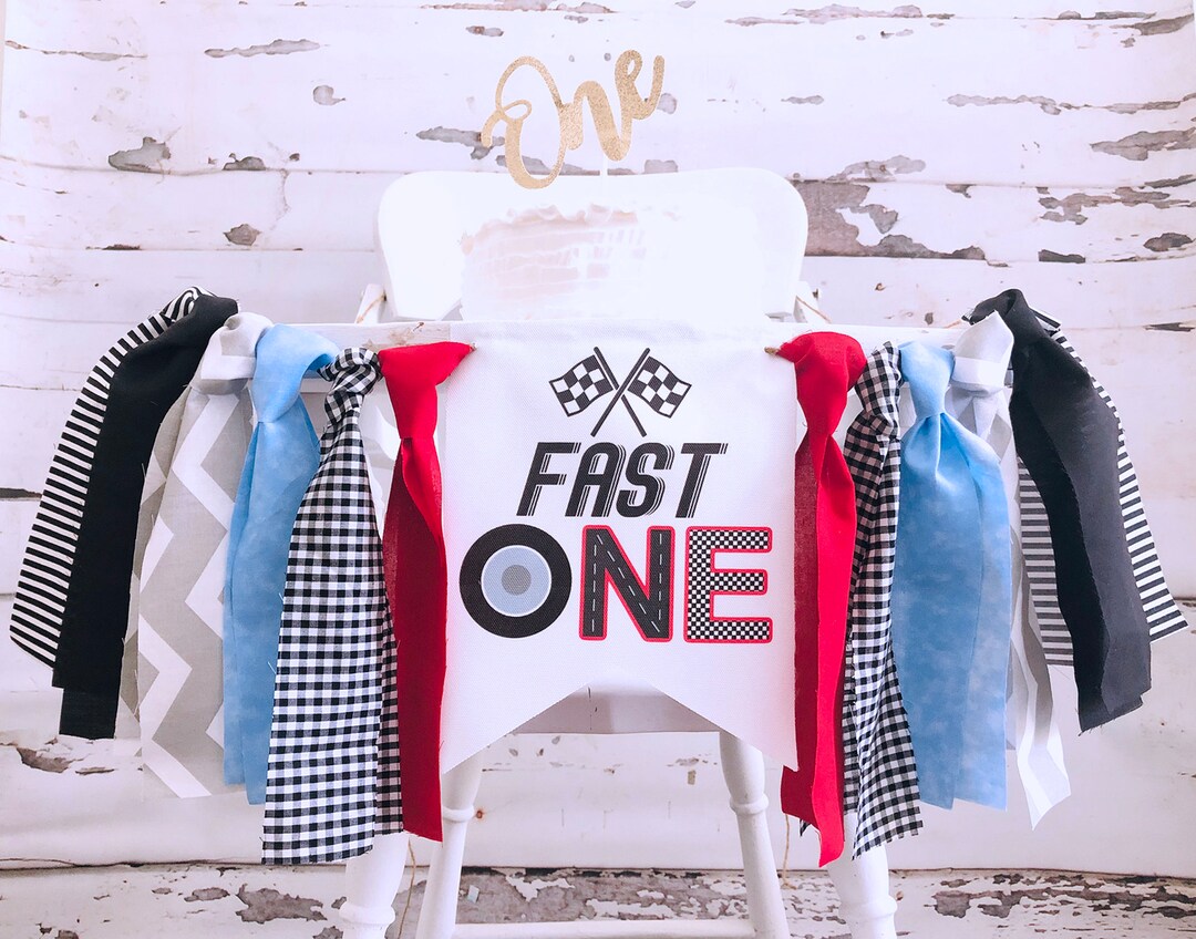 Fast One Highchair Banner, Racing First Birthday Party, Race Car Party ...