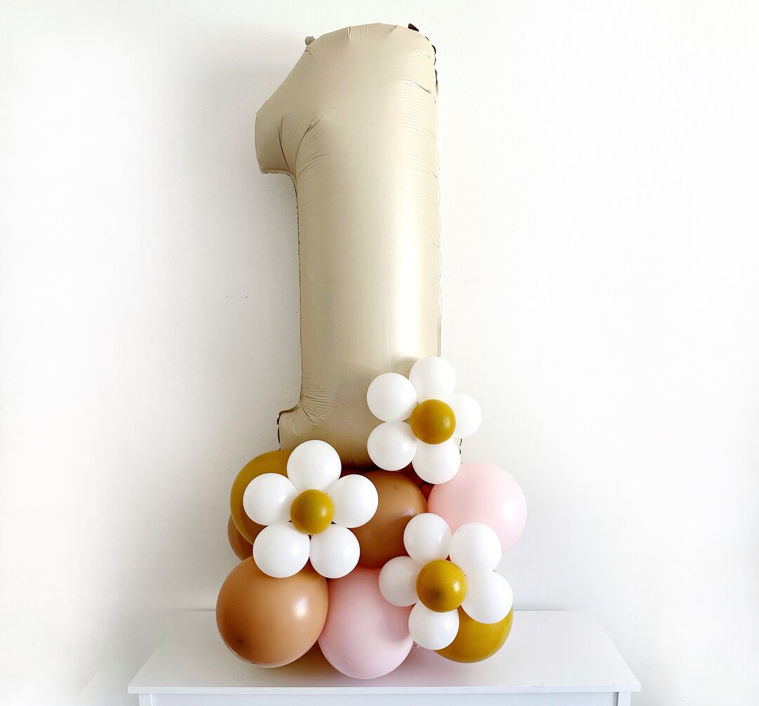Daisy 1st Birthday Balloon Tower, Groovy One First Birthday Decoration ...