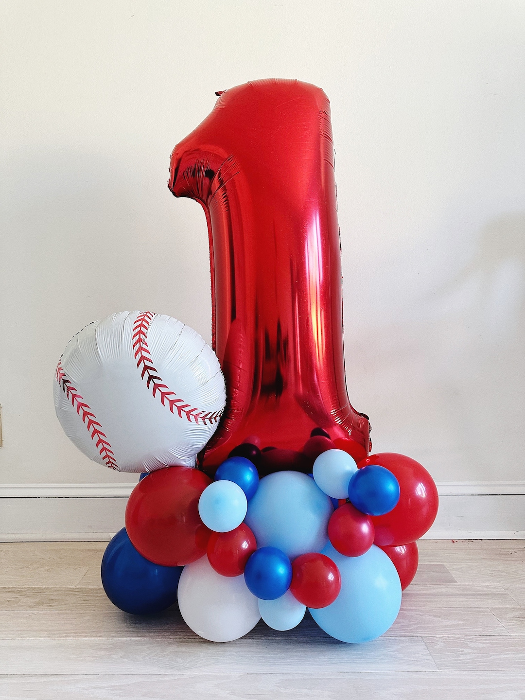 Baseball 1st Birthday Balloon Tower, Rookie of the Year Decoration ...